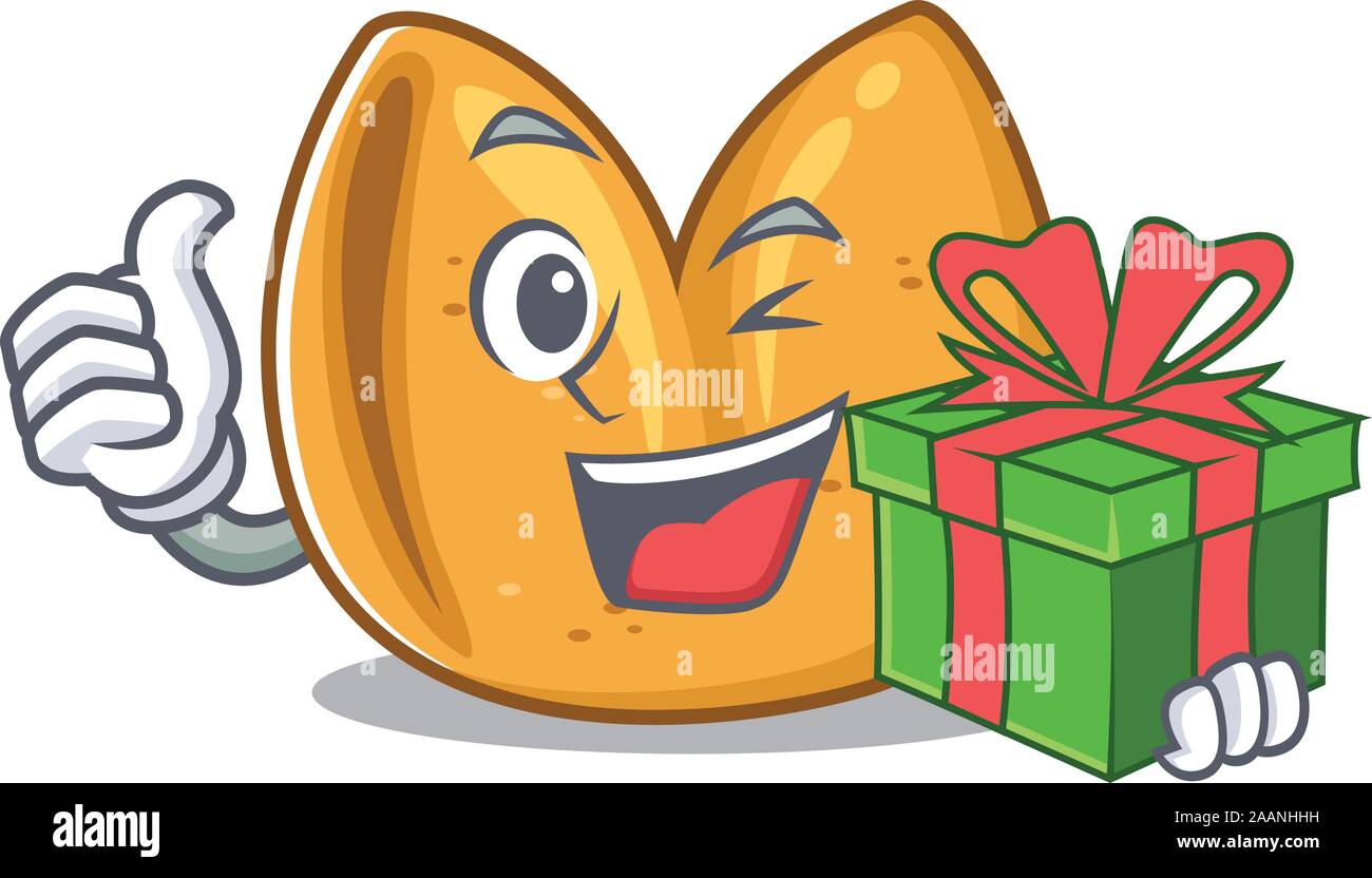 Vector illustration of Happy fortune cookie With gift box Stock Vector ...