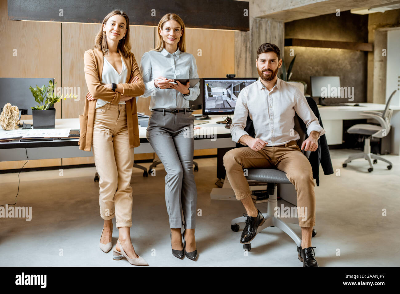 Portrait of a creative and confident team of architects or designers ...