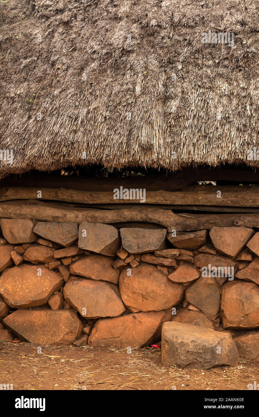 Ethiopia, Karat-Konso, Gamole walled village, thatched roofed communal ...