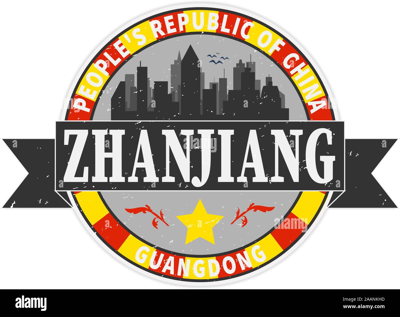 Cityscape Building Line art Vector Illustration design - Zhanjiang city ...