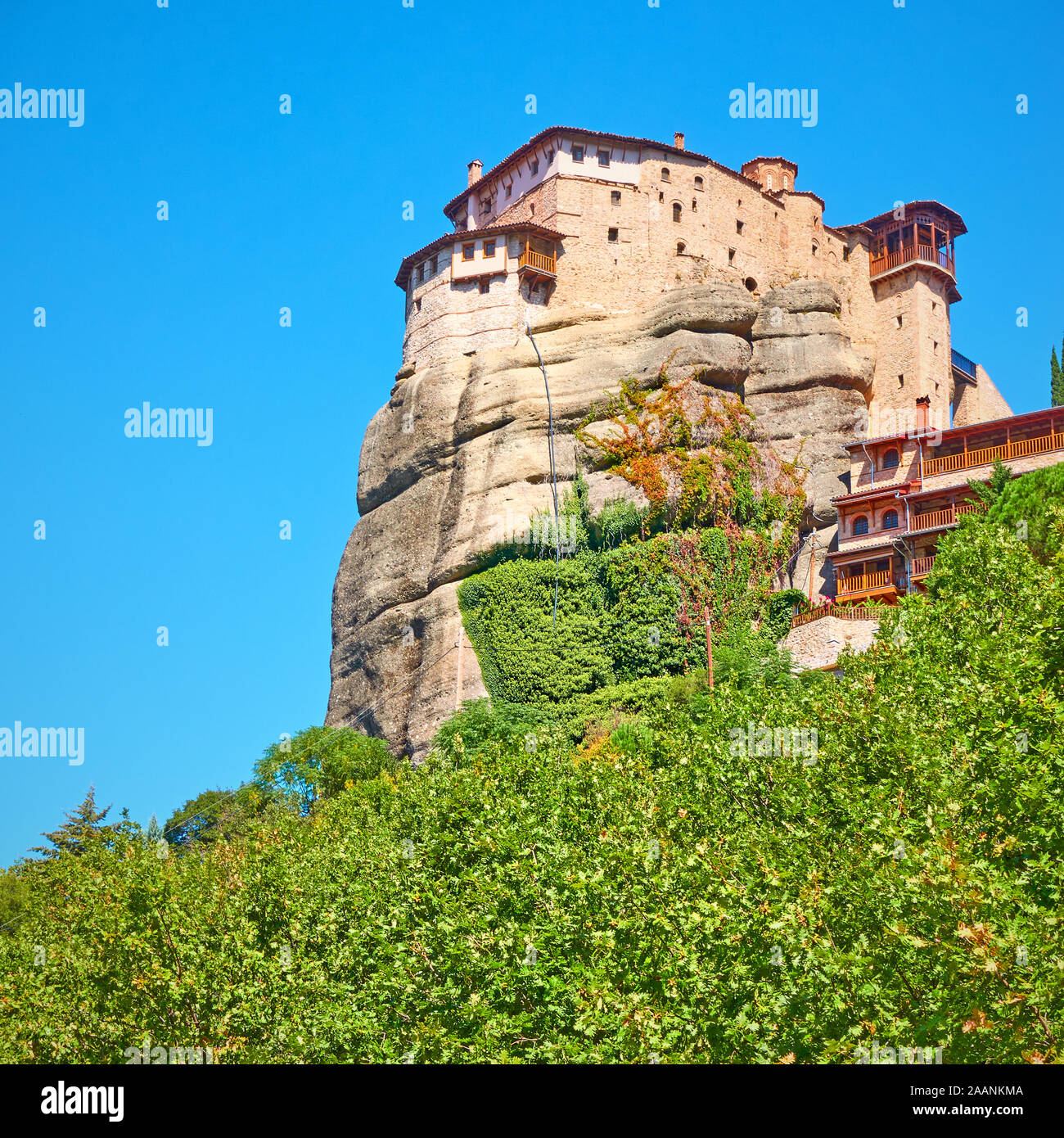 The Monastery of Roussanou in Meteora, Greece - Greek landmark Stock ...