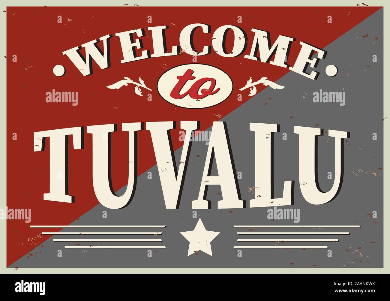 welcome to Tuvalu vintage poster greeting card vector design Stock ...