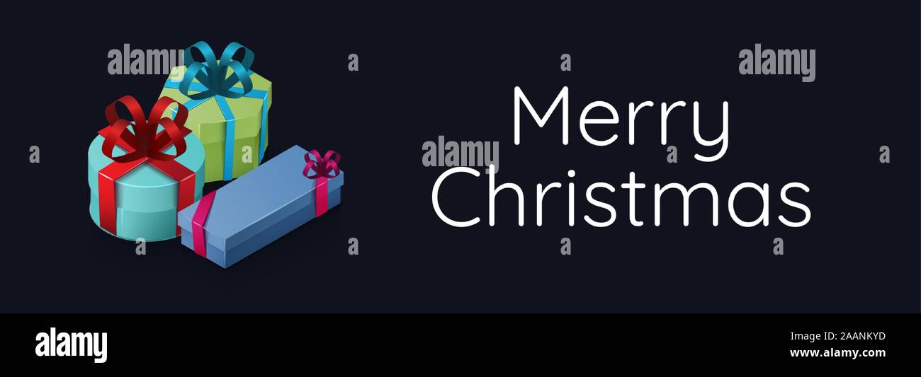 2020 isometric Happy New Year and gift box. Greeting card, invitation ...