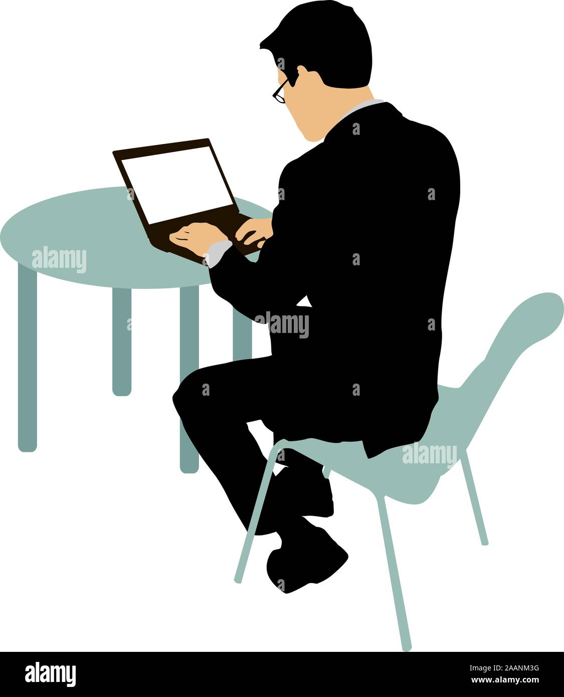 Man behind computer silhouette Stock Vector Images - Alamy