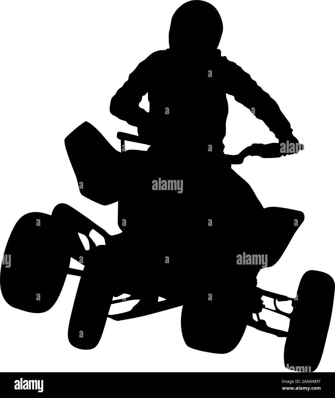 Silhouette of the motorcyclist on a quad bike, on a white background ...