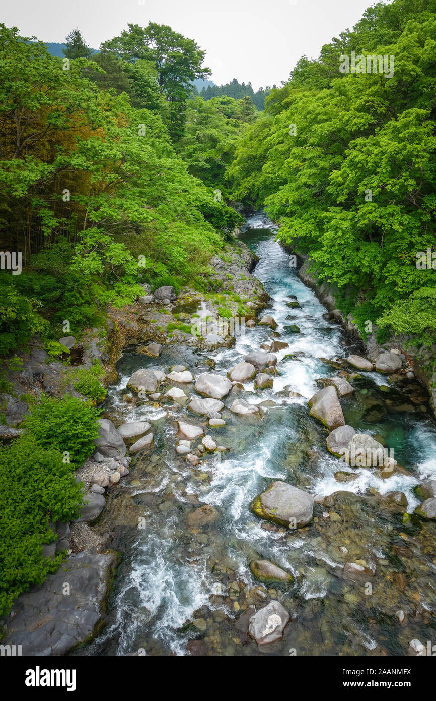 Kanmangafuchi abyss site on Daiyagawa river, Nikko, Japan Stock Photo ...
