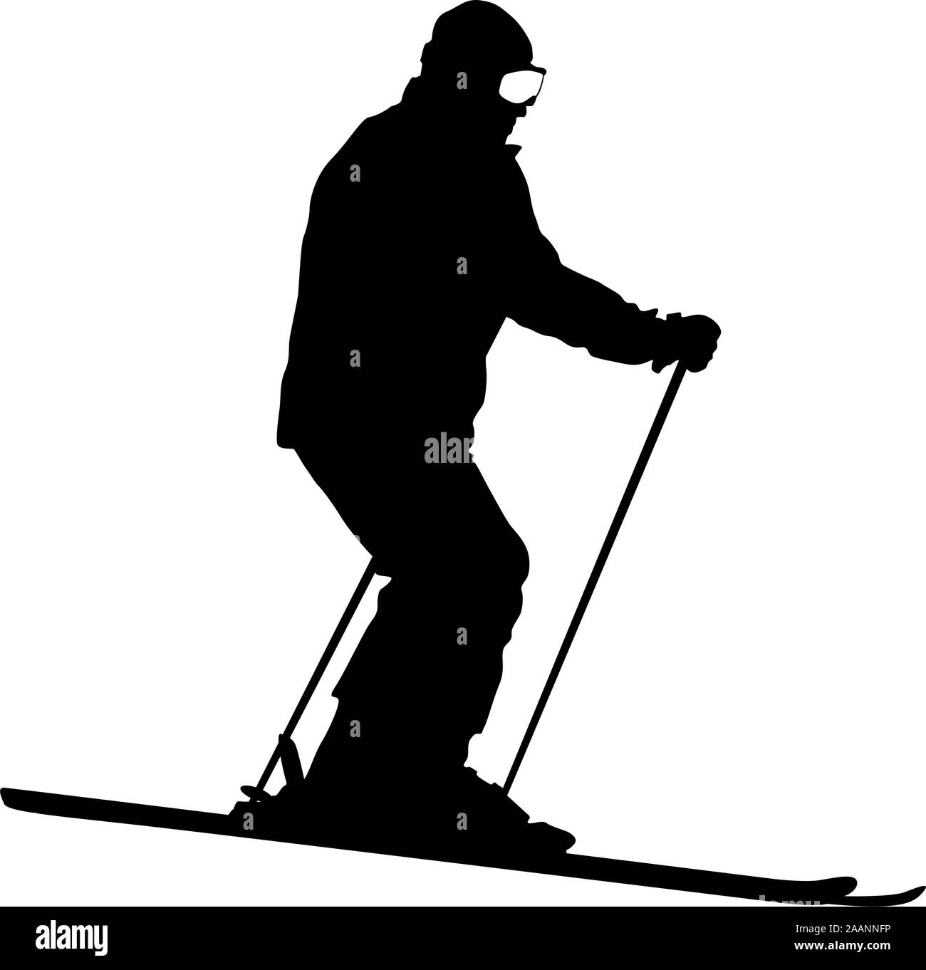 Mountain skier speeding down slope. Vector sport silhouette Stock ...