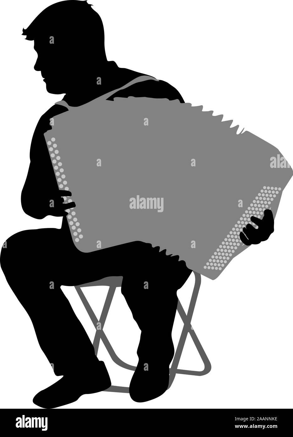 Silhouette musician, accordion player on white background, vector ...