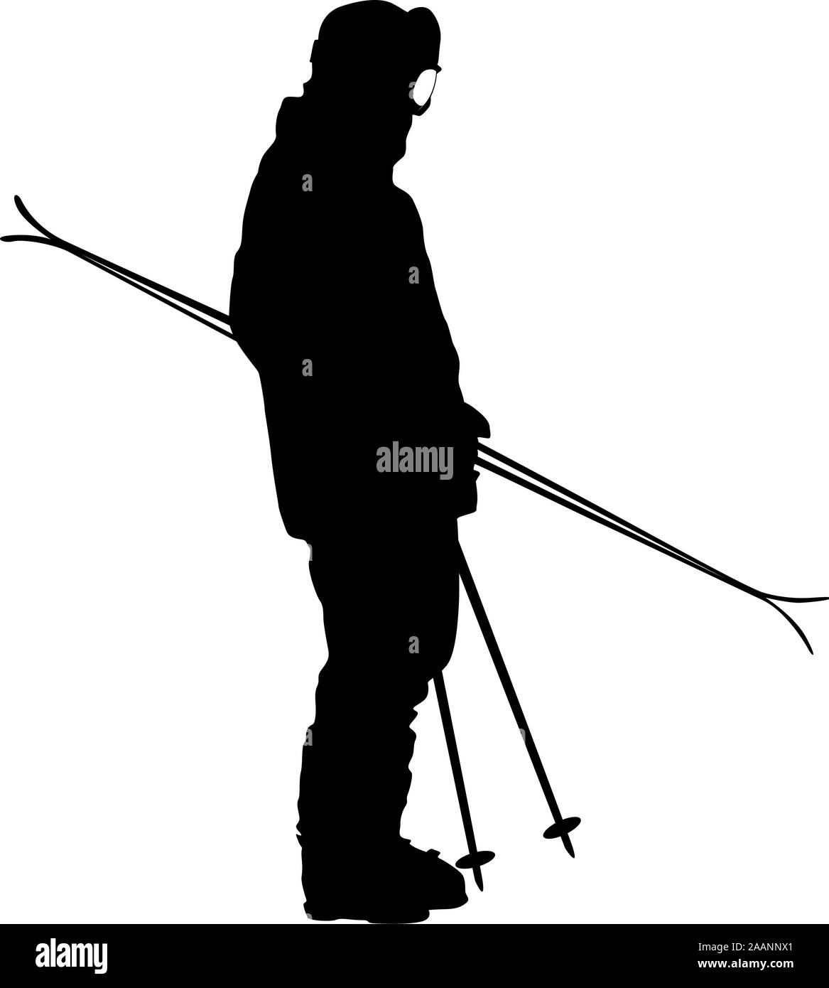 Mountain skier speeding down slope. Vector sport silhouette Stock ...