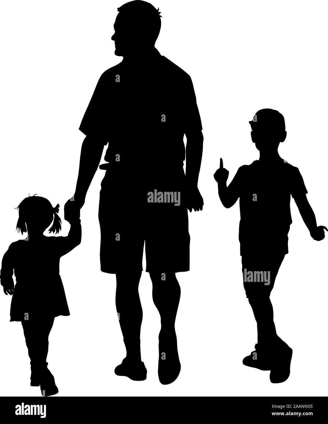 Set silhouette of happy family on a white background. Vector ...