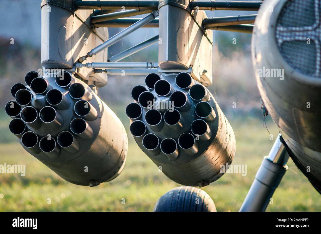 rocket launcher weapon military army helicopter fighter close up Stock ...