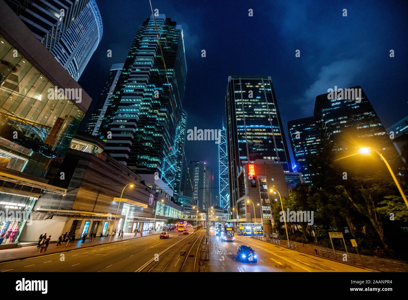 Central Hong Kong from a tram at night Stock Photo - Alamy