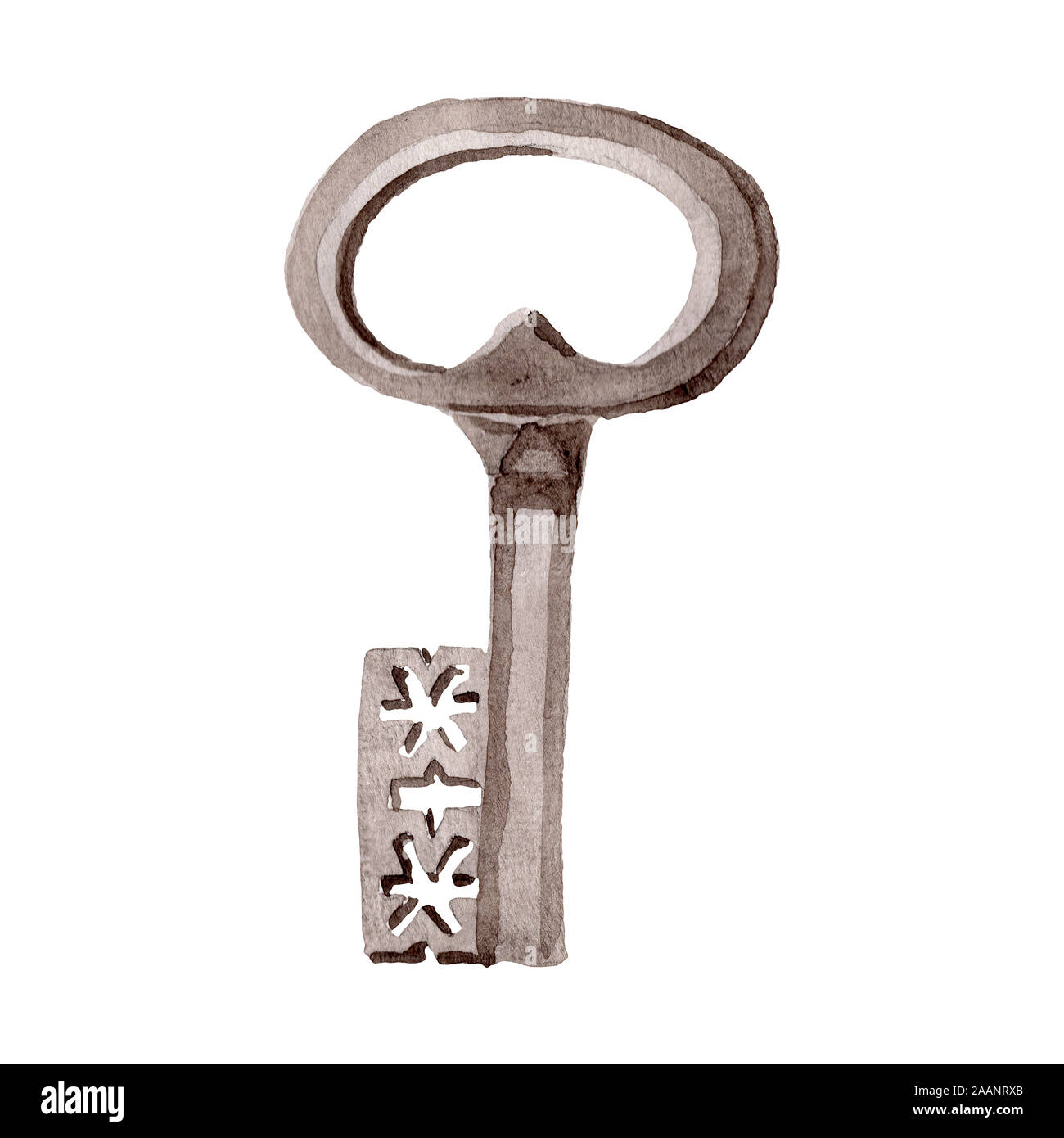 Isolated old key illustration element. Watercolor background ...