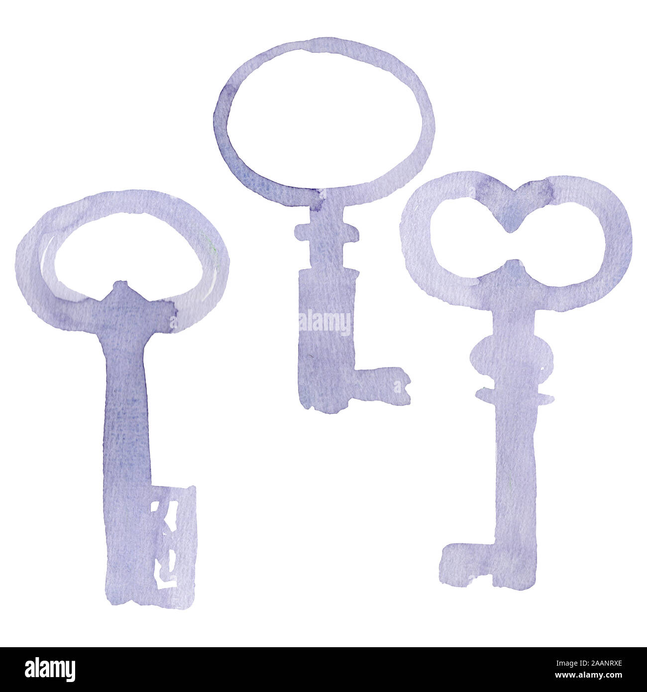 Isolated old key illustration element. Watercolor background ...