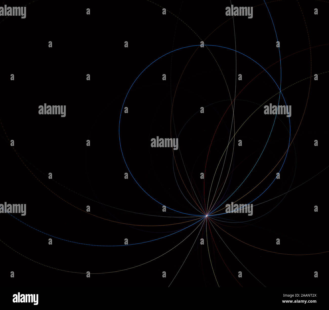 Spirals and circles. Endless and continuous line. String theory ...