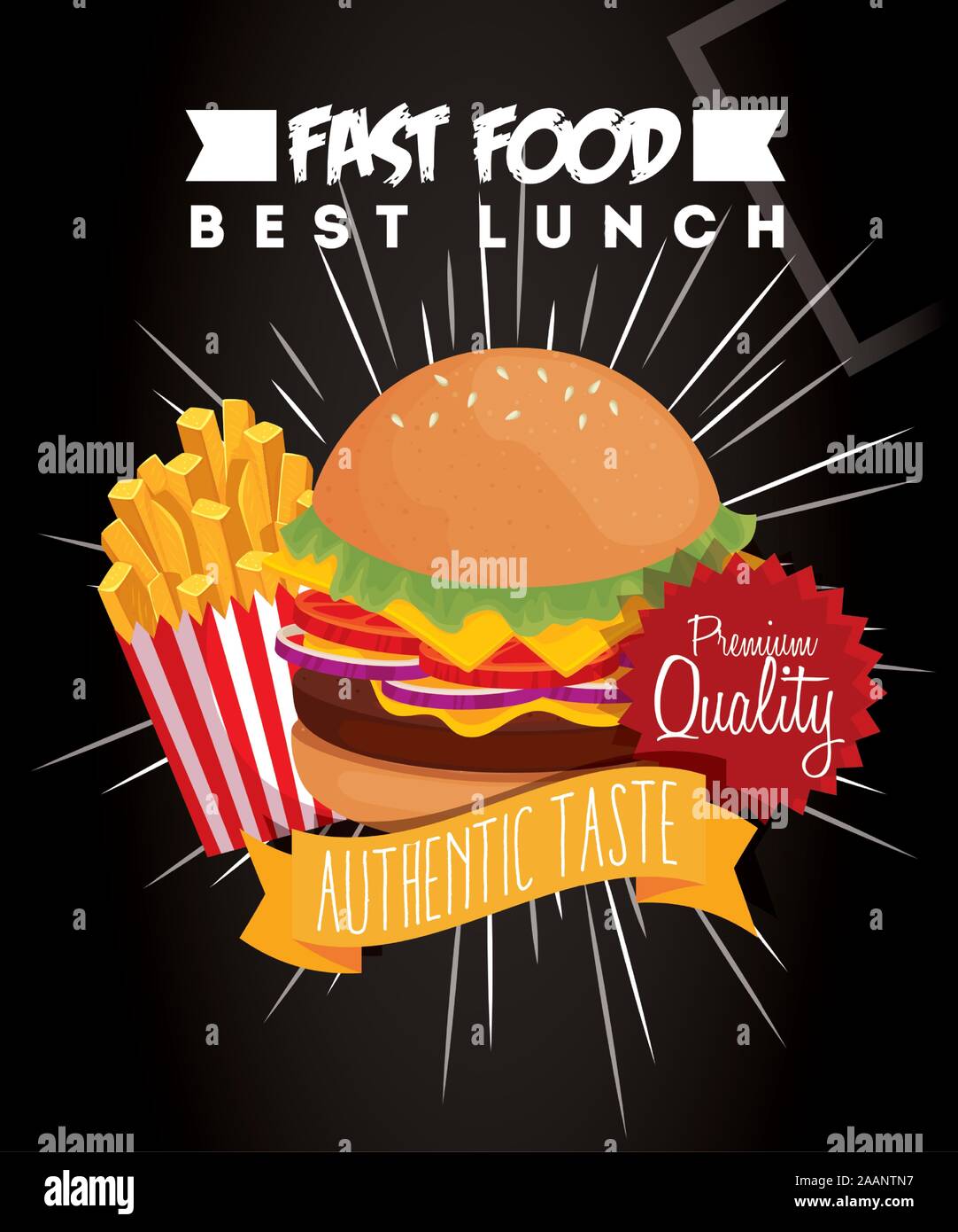 poster of fast food with hamburger and premium quality Stock Vector ...