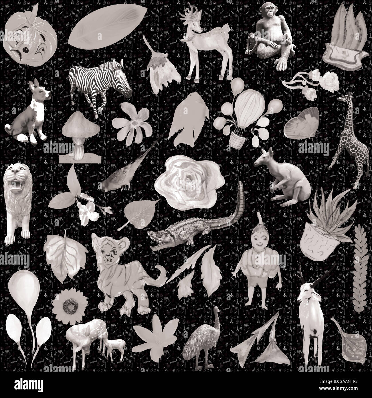 Animals Wild based and nature mix combination pattern design Stock ...