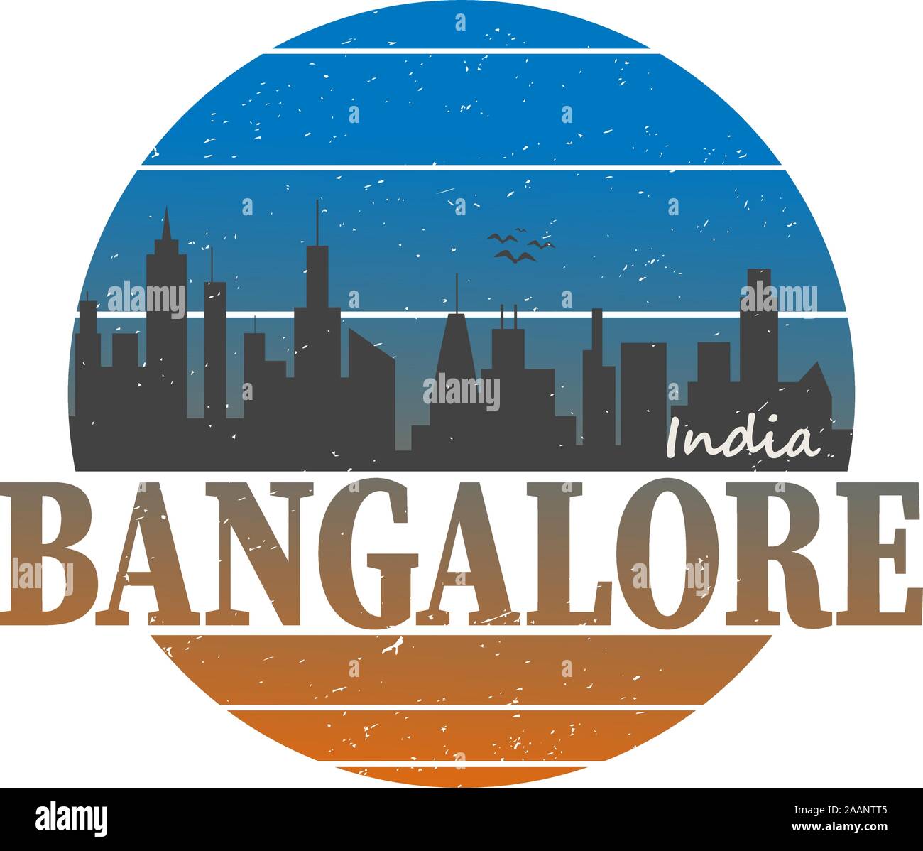 Bangalore India Asia Stamp Logo Icon Skyline Silhouette Symbol Round ...