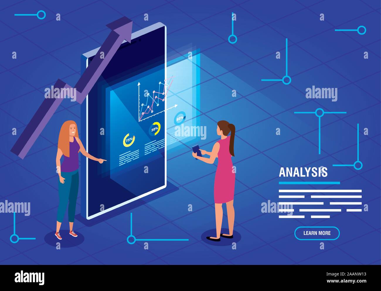 business women with data analysis Stock Vector Image & Art - Alamy