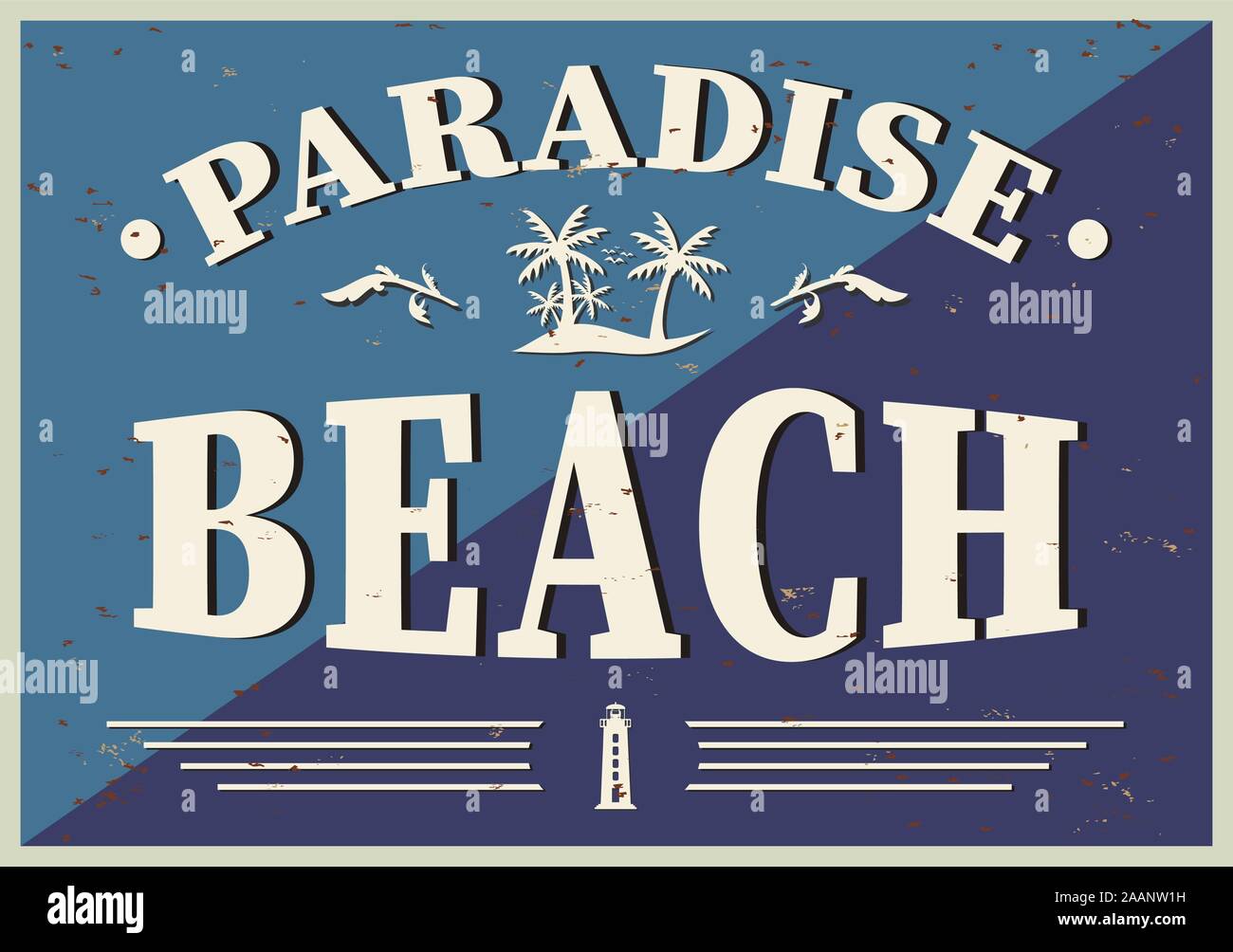 Beach Paradise party flyer vintage grunge background. Vector ...