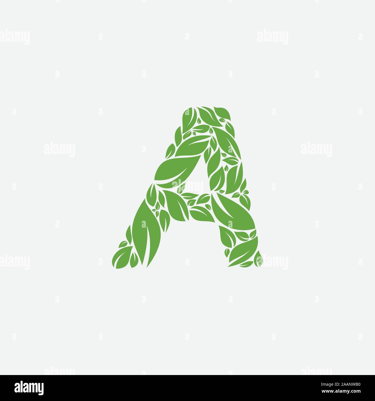 Vector green alphabet eco logo with leaves, Green Eco Alphabet Vector ...