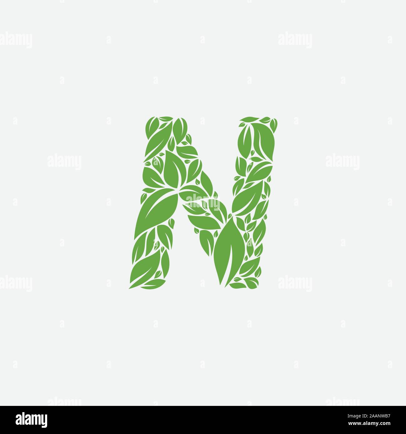 Vector green alphabet eco logo with leaves, Green Eco Alphabet Vector ...