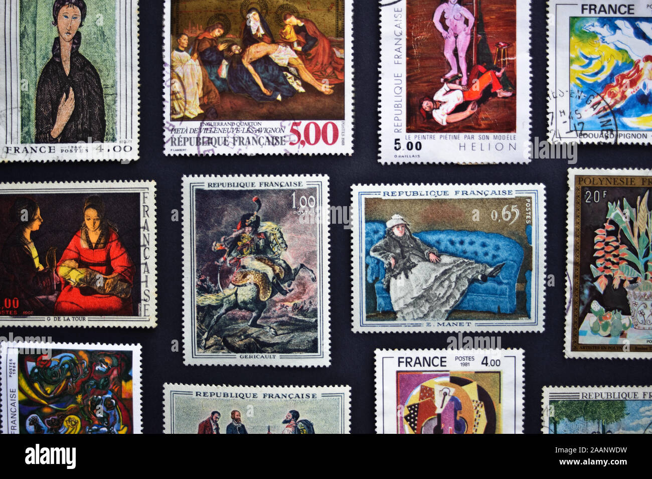 French postage stamps representing paintings by french artists ( except ...