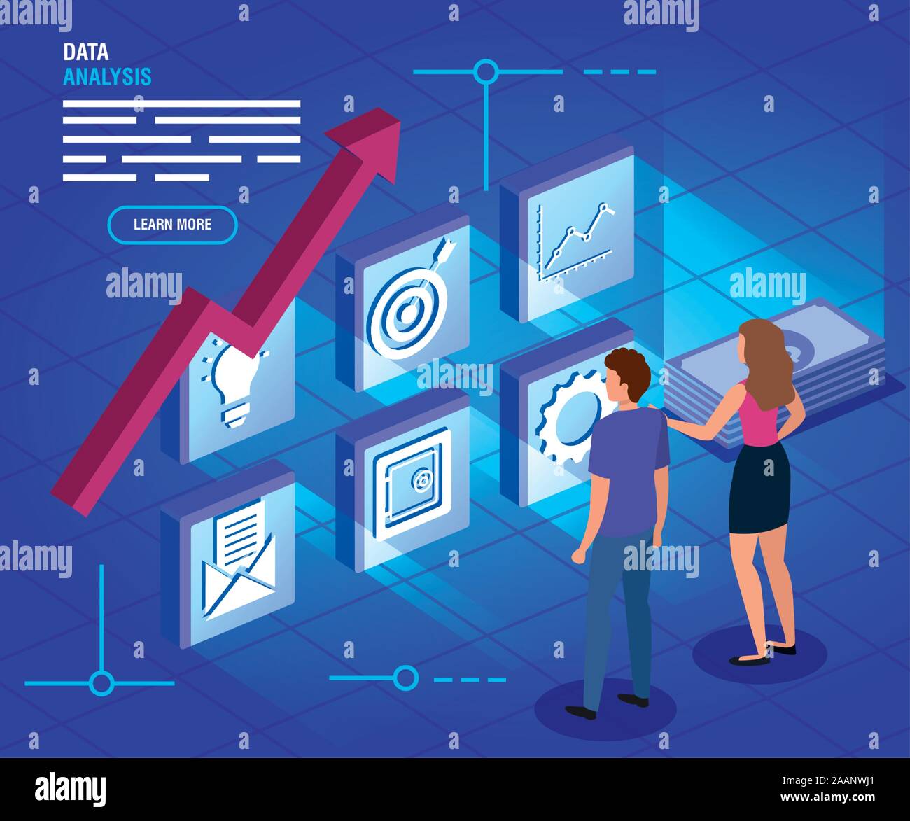 business couple with data analysis Stock Vector Image & Art - Alamy