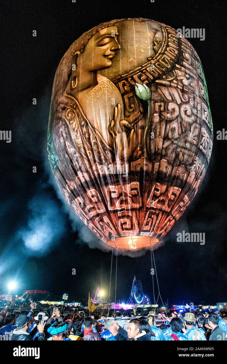 Burma - Myanmar - Preparation and launch of hot air balloons during the ...
