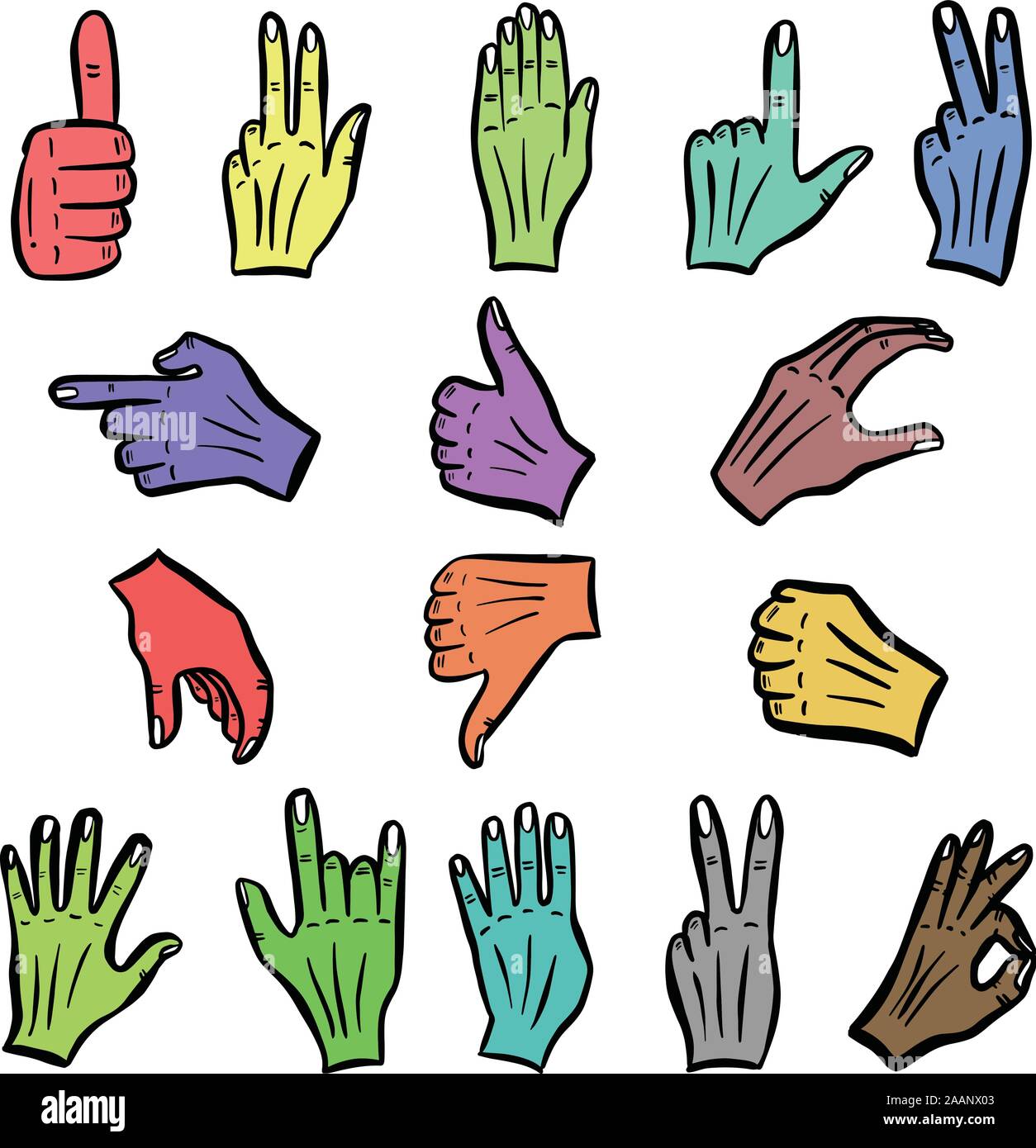Gesture Cartoon Hand Signs Icon Symbols Stock Vector Image & Art - Alamy