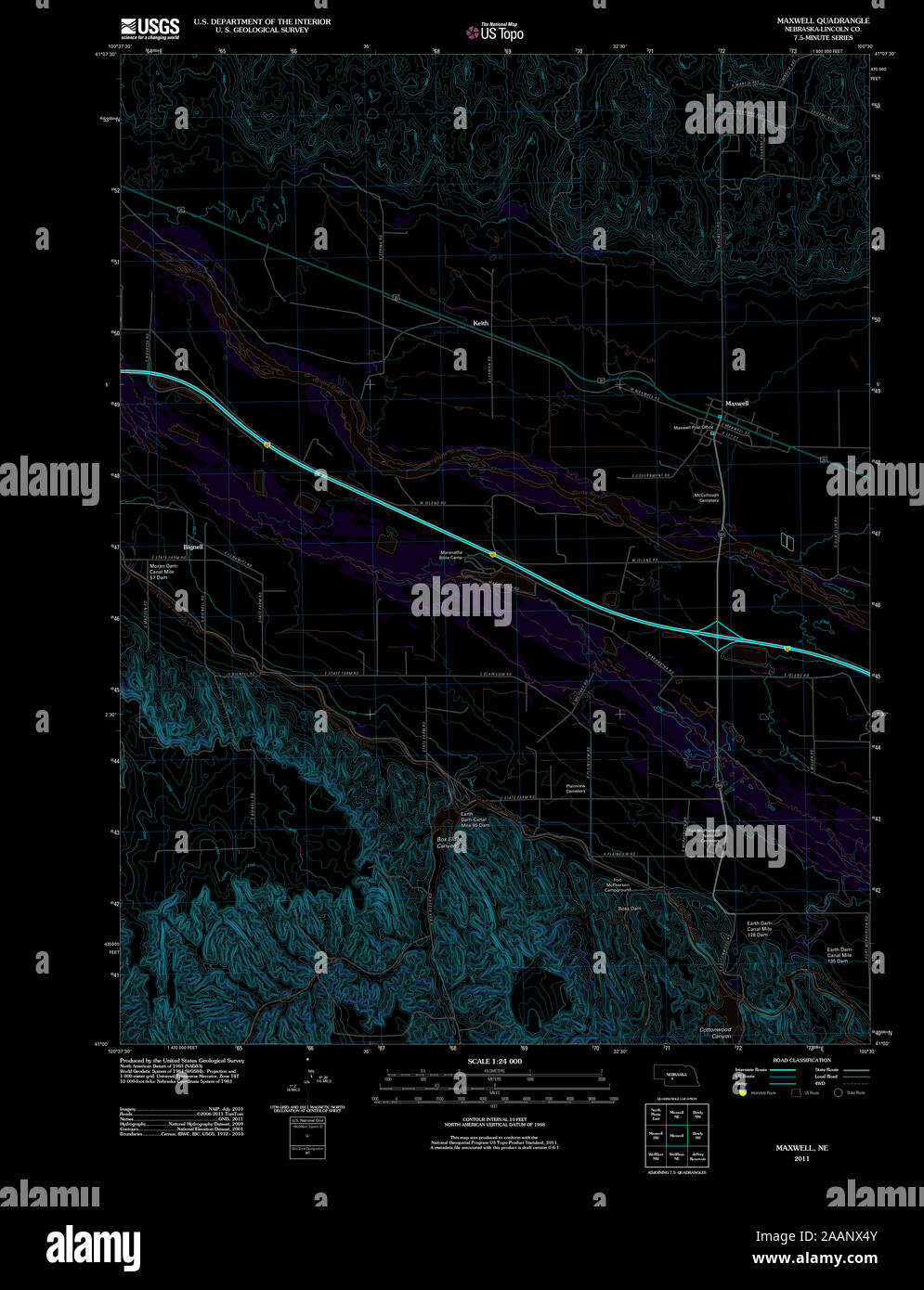 Maxwell nebraska map hi-res stock photography and images - Alamy