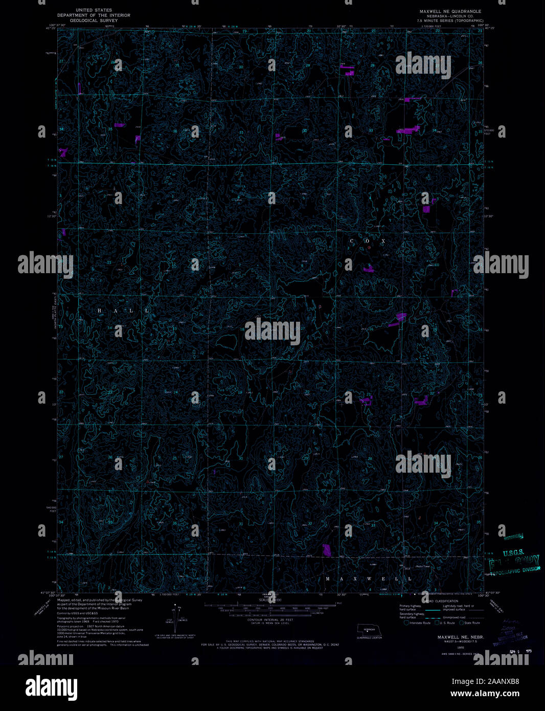 Maxwell nebraska map hi-res stock photography and images - Alamy