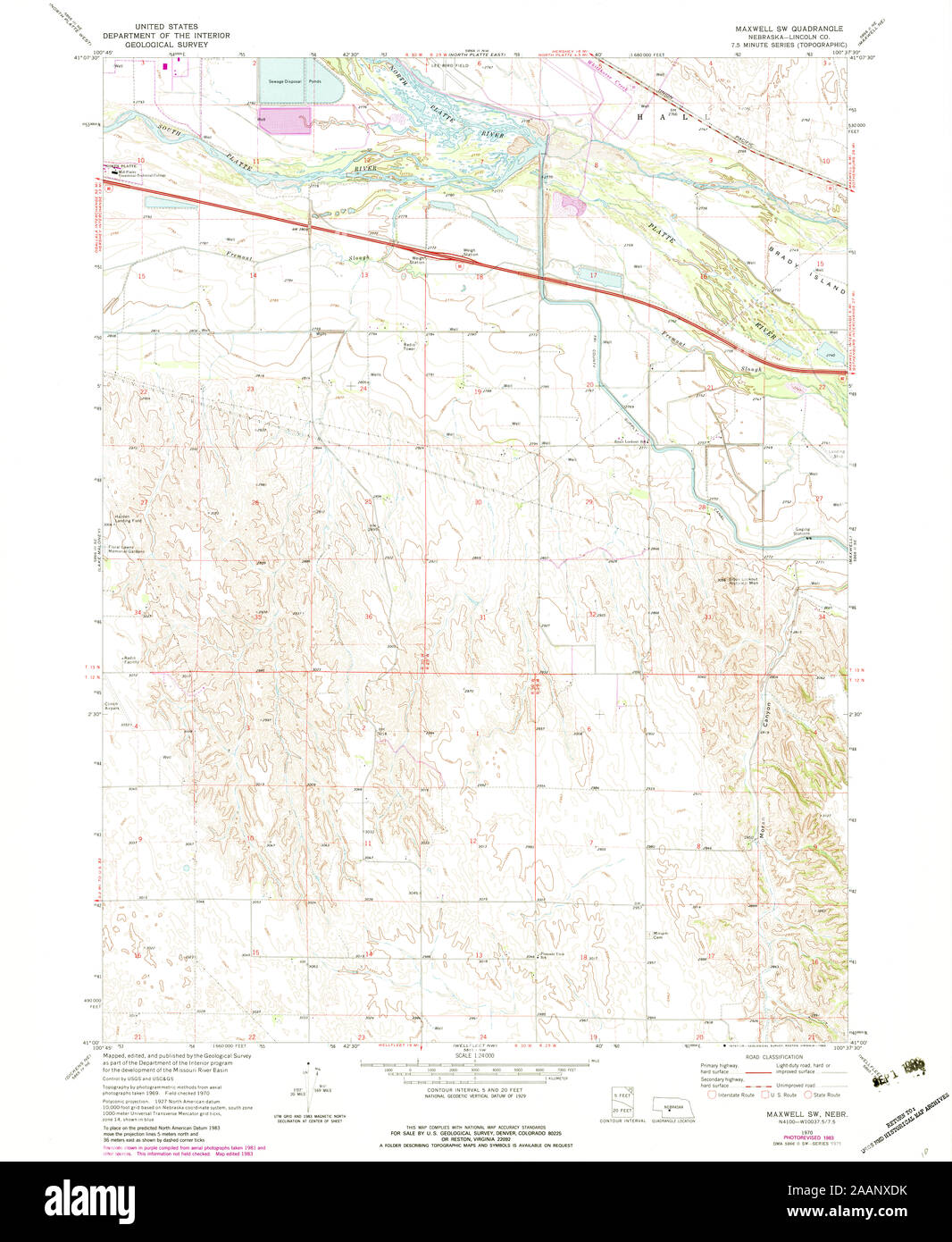 Maxwell nebraska map hi-res stock photography and images - Alamy