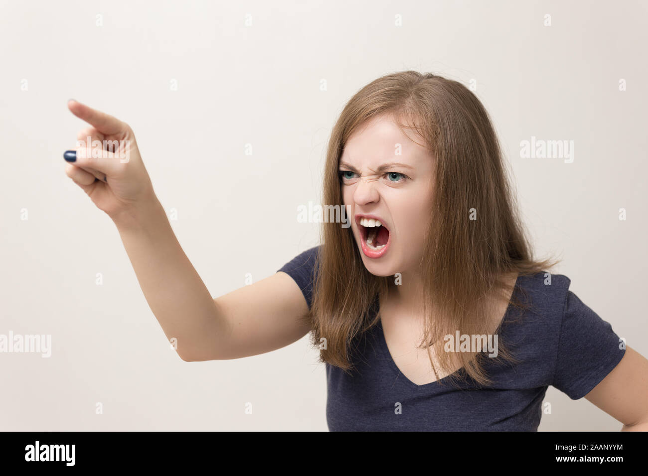 Young caucasian woman with a clearly irritated, annoyed look Stock ...
