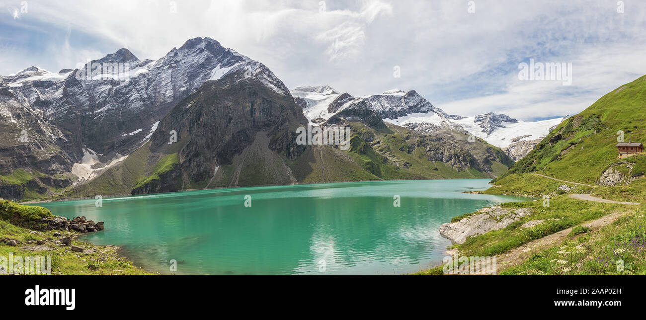 Panorama of the Mooserboden reservoir in Kaprun Stock Photo - Alamy
