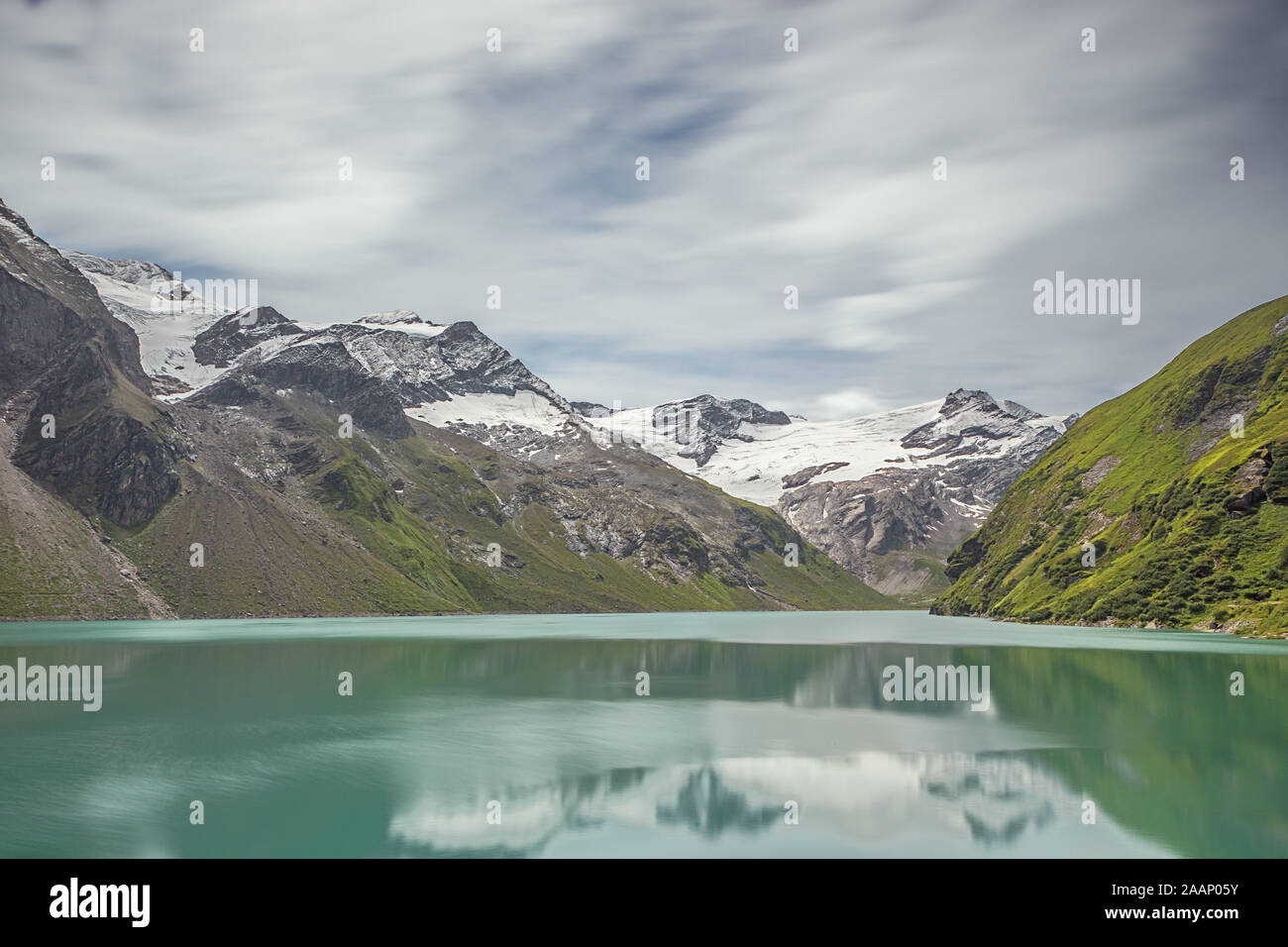 Long exposure of the Mooserboden reservoir in Kaprun Stock Photo - Alamy