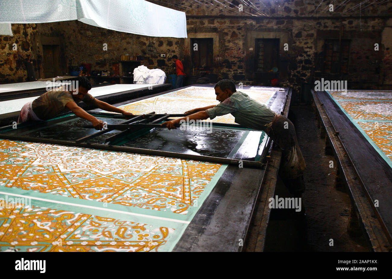 Screen printers of Sanganer Stock Photo - Alamy
