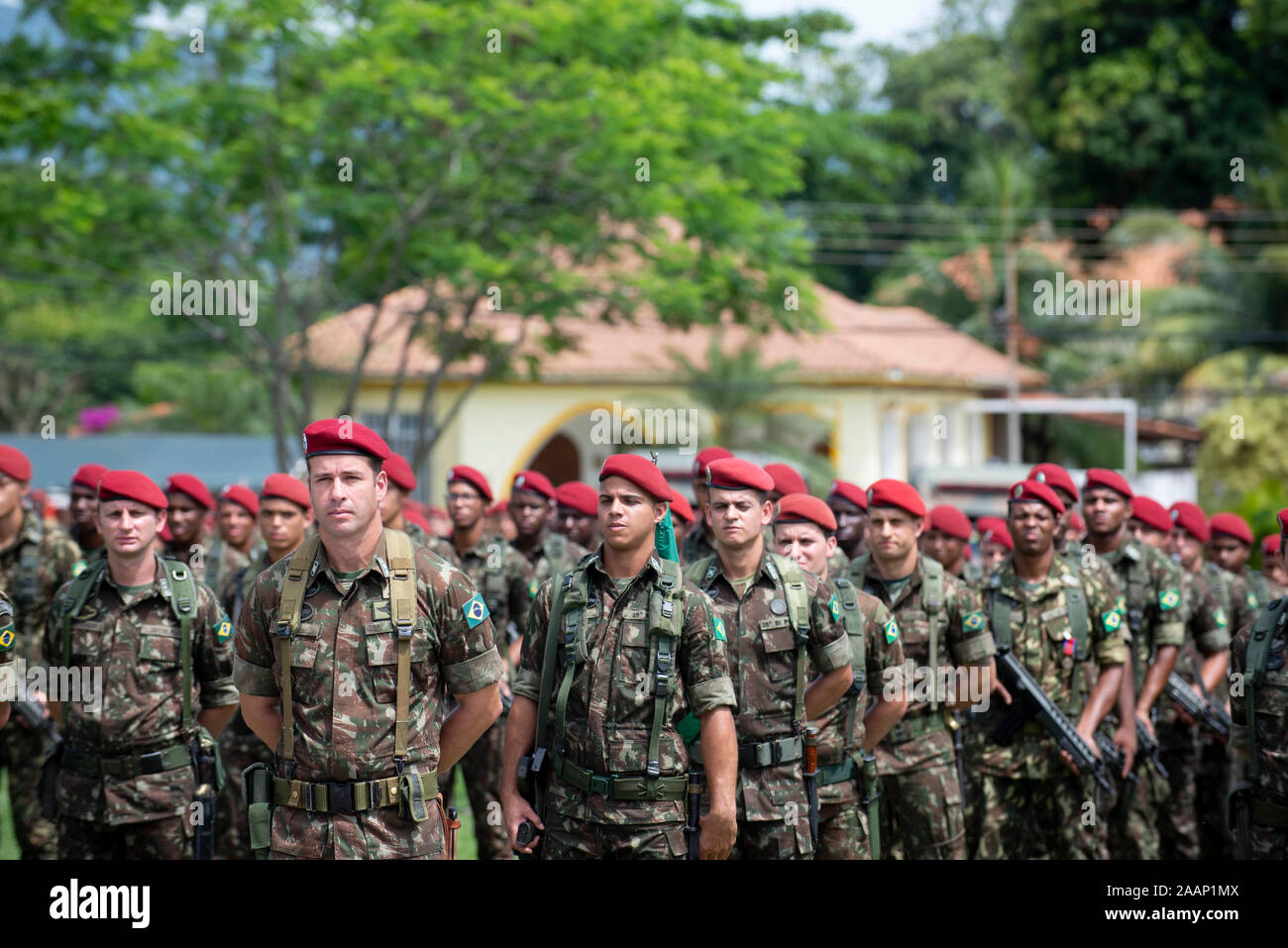 Rio De Janeiro, Brazil. 23rd Nov, 2019. Military personnel in formation ...