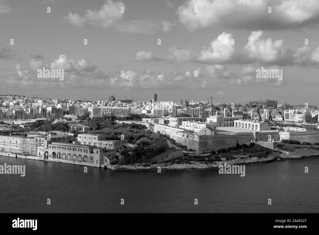 Cityscapes in grey scale in Malta Stock Photo - Alamy