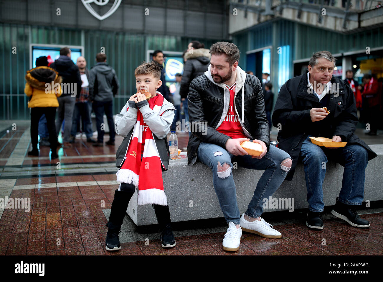 Arsenal fans outside the ground before the Premier League match at the ...