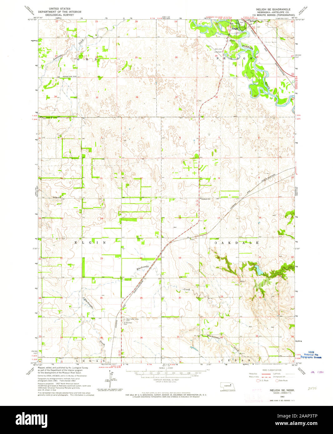 USGS TOPO Map Nebraska NE Neligh SE 316830 1963 24000 Restoration Stock ...