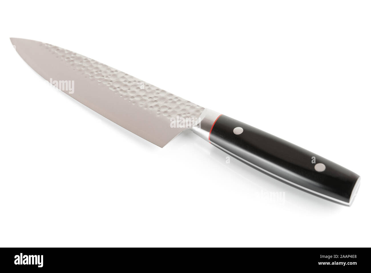 Japanese chef knife isolated on white background with shadow and ...