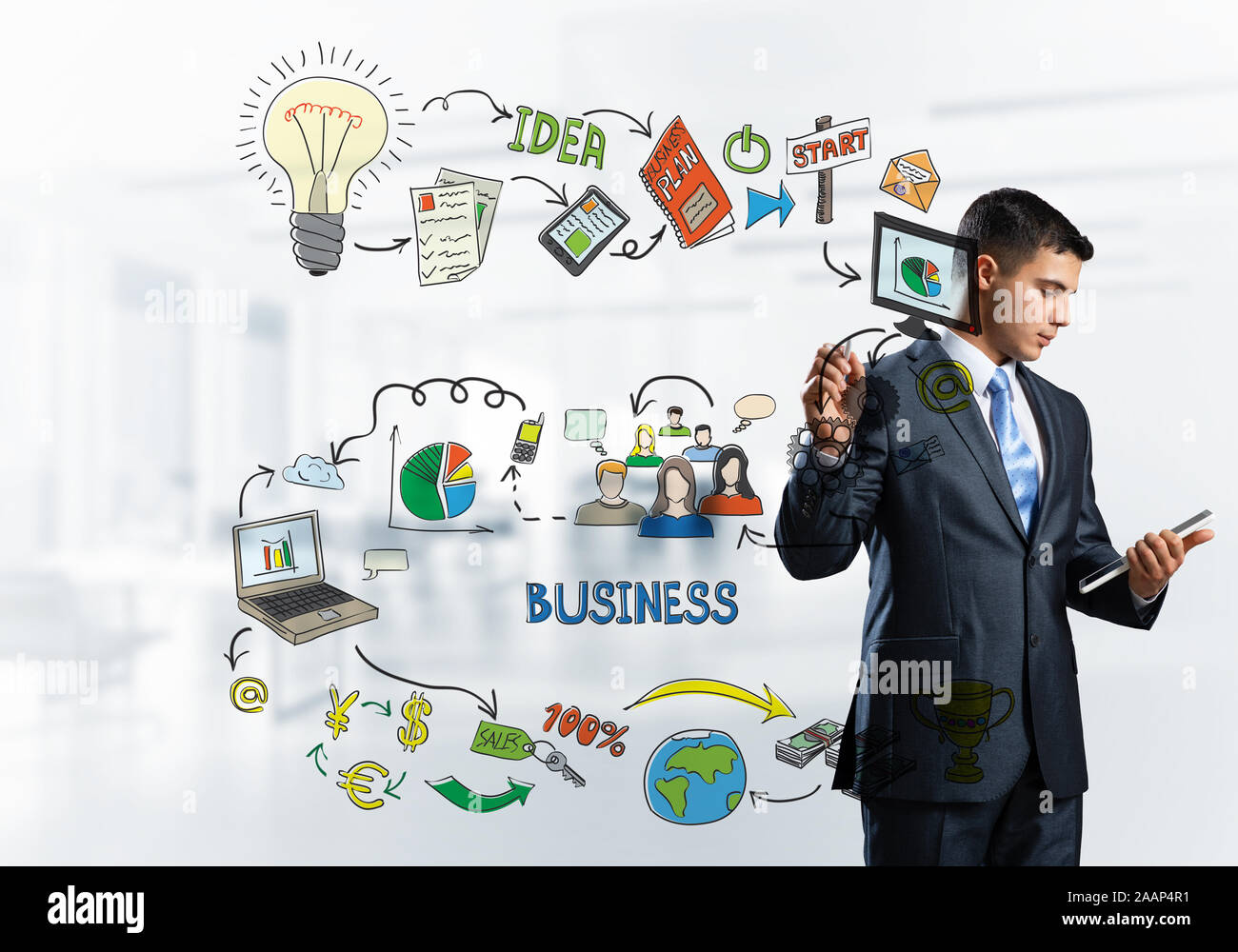 Front view of man in business suit and tie Stock Photo - Alamy