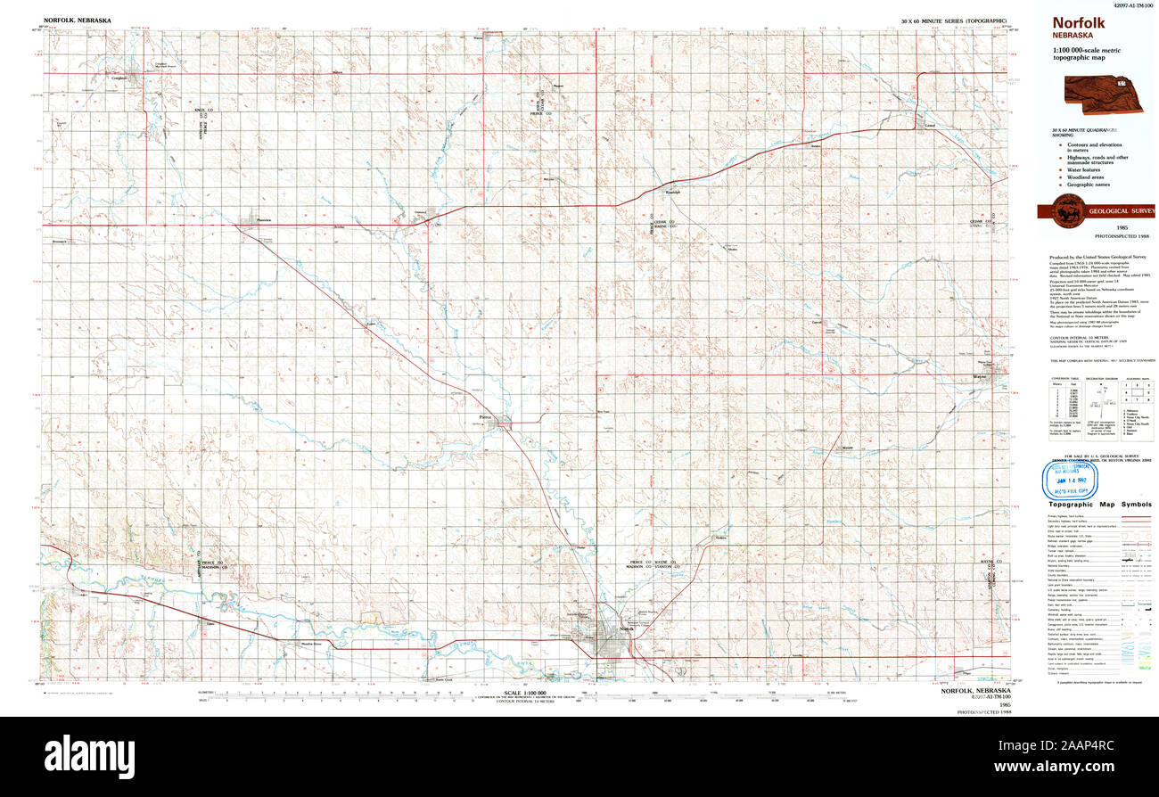 Map of norfolk nebraska hi-res stock photography and images - Alamy