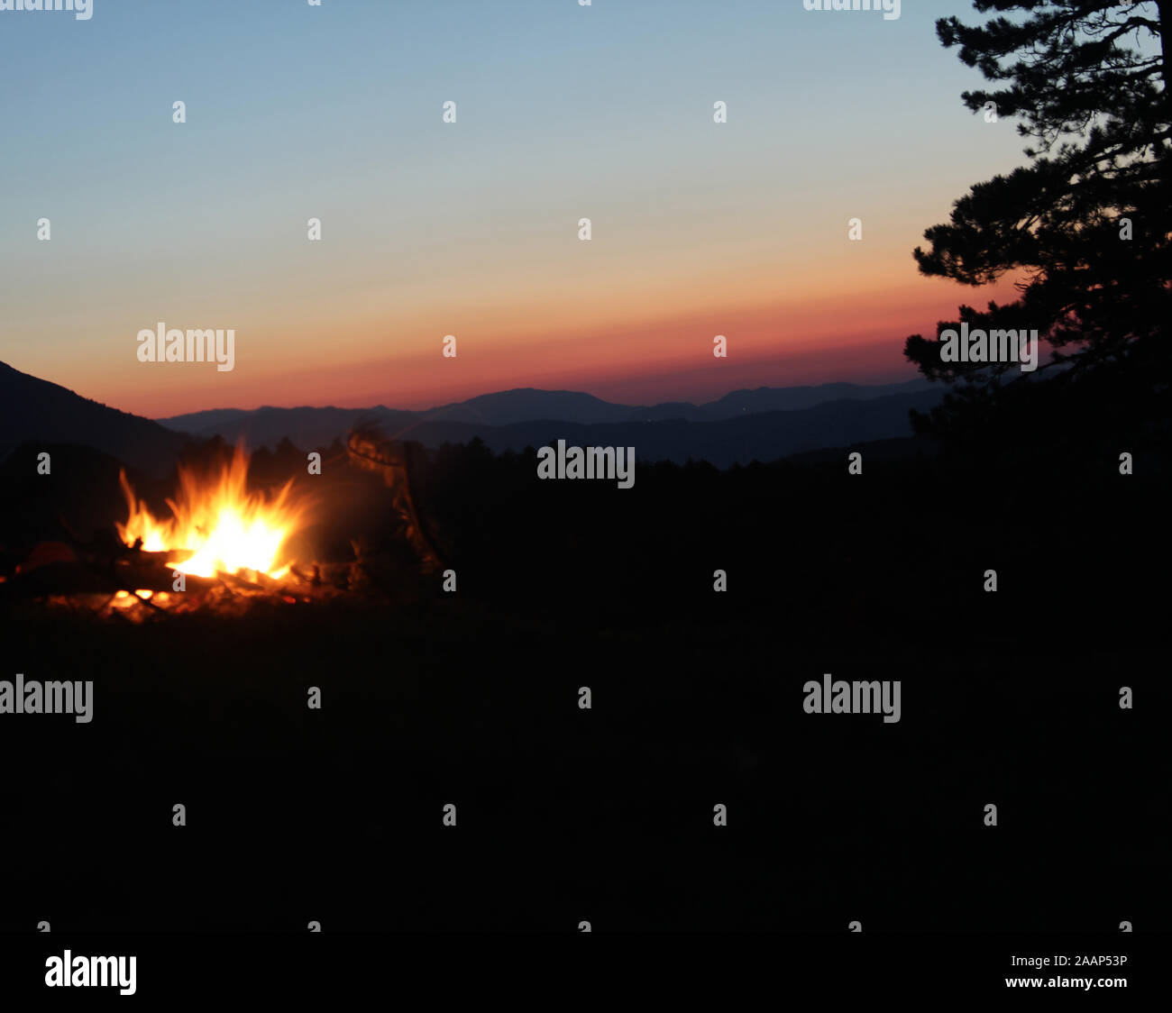 Campfire - Sunset Stock Photo - Alamy