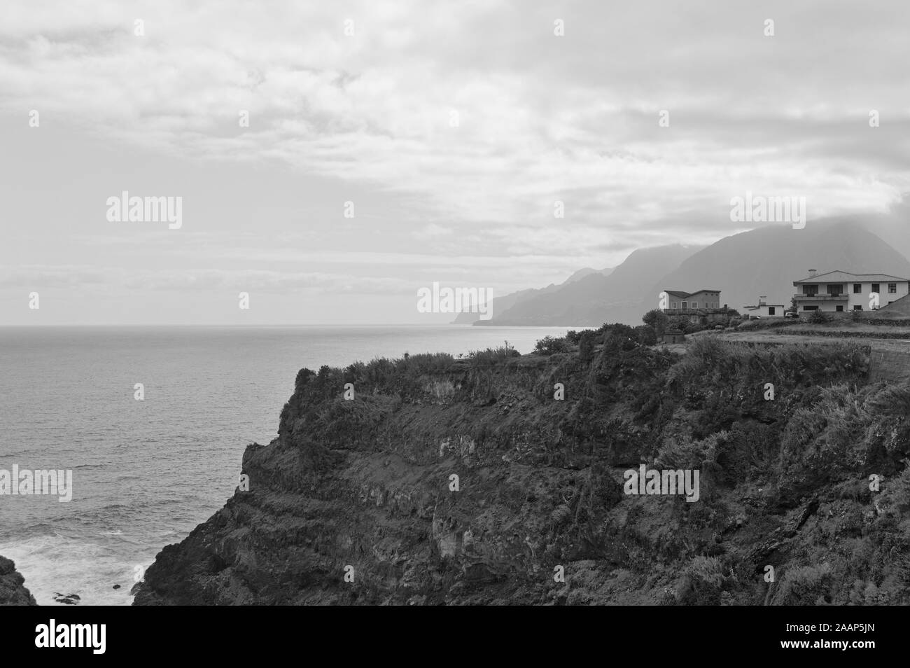 Ruin building on cliff top Black and White Stock Photos & Images - Alamy