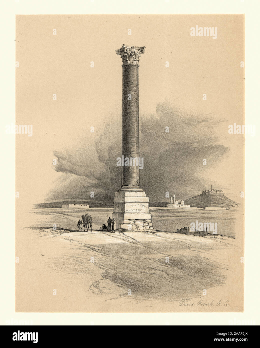 Pompey's Pillar (column) a Roman triumphal column in Alexandria, Egypt ...