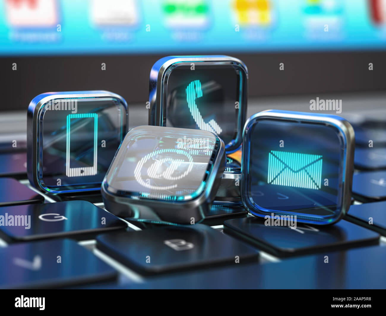 Contact us website page on computer keyboard. Internet concept of ...