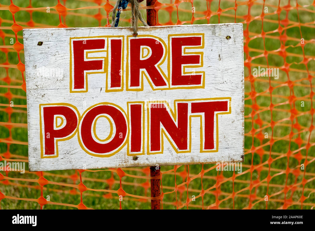 A Fire Point Sign at the Selwood Vintage Steam Fair 2019, Wiltshire ...