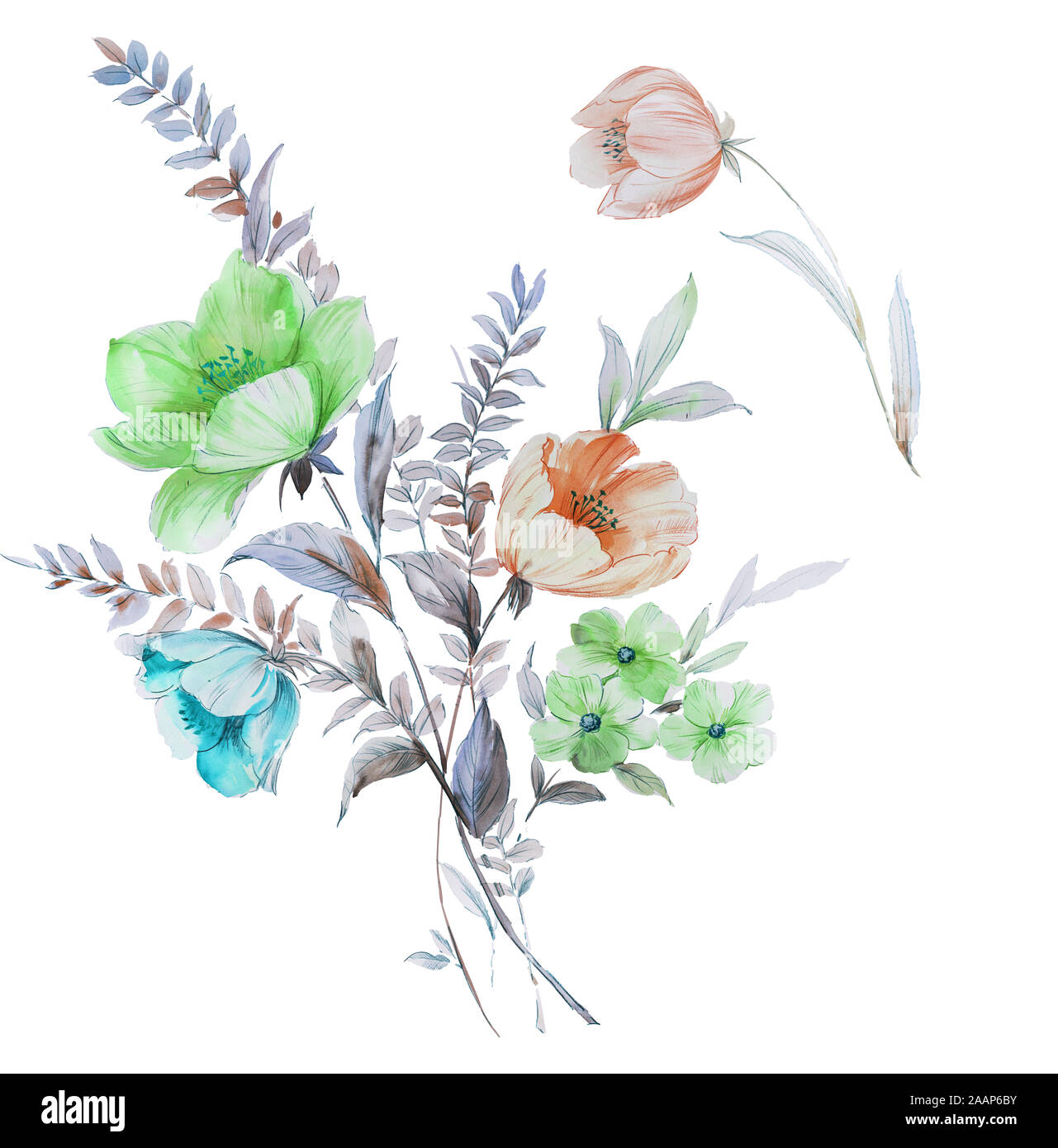 Watercolor flowers illustration Stock Photo - Alamy